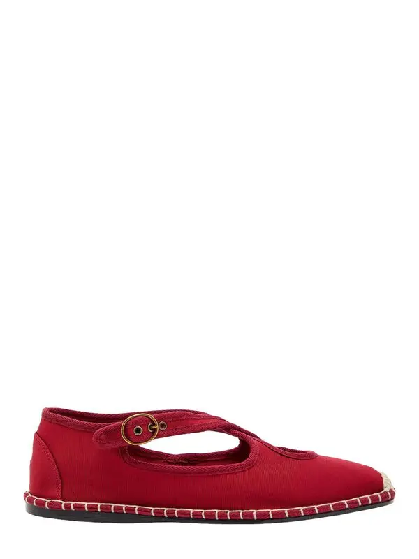 Polo Ralph Lauren Grosgrain Espadrille Mary Jane Flats - Red