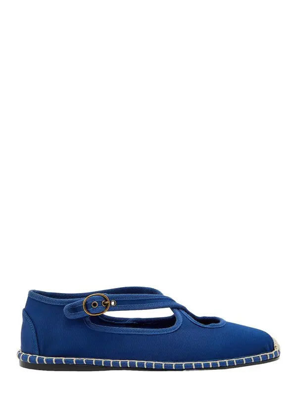 Polo Ralph Lauren Grosgrain Espadrille Mary Jane Flats - Navy