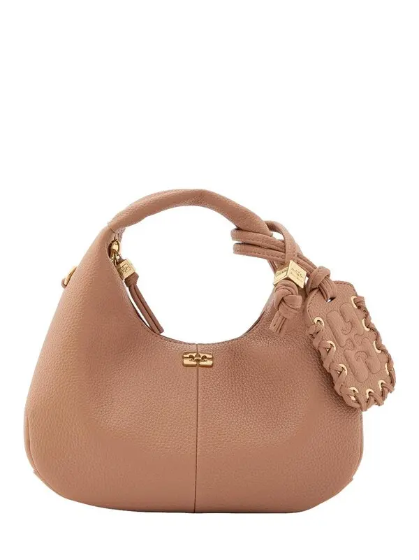 GANNI Grained Leather Hobo Mini Bag - Pink