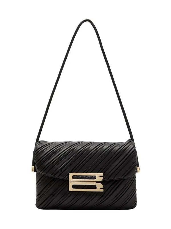 Victoria Beckham Dorian Textured Leather Shoulder Bag - Black