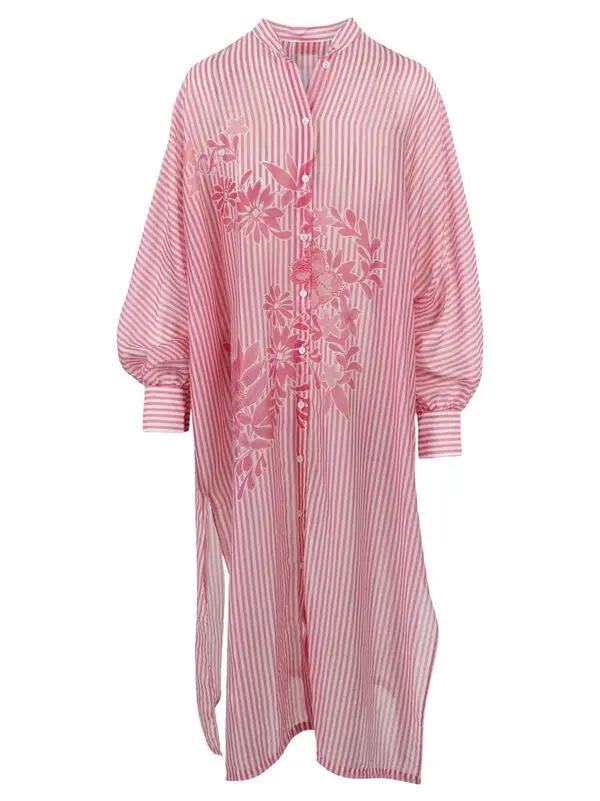 ERMANNO FIRENZE Striped Pattern Midi Dress - Pink
