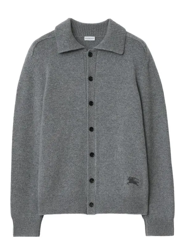 Burberry Ekd Intarsia-knit Buttoned Cardigan - Grey