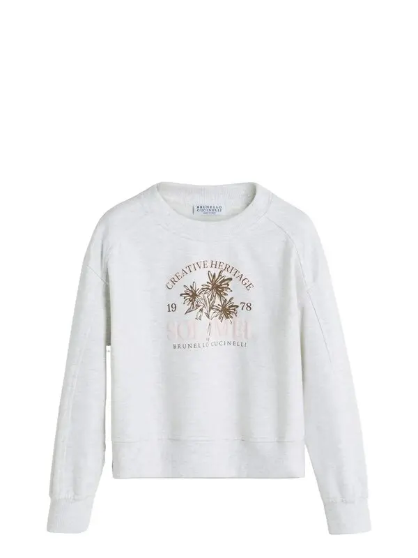 Brunello Cucinelli Crewneck Sweatshirt With Graphic Print - Light Gray