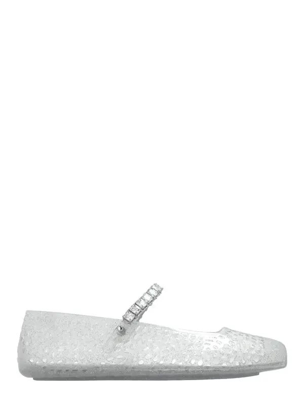 JIMMY CHOO The Jelly" Ballet Flats With Crystal Embellished Strap - Silver