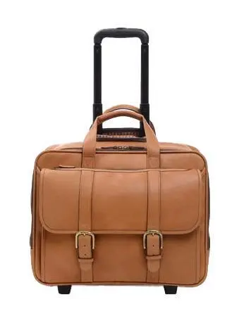 KORCHMAR Kenton Wheeled Leather Travel Briefcase - Tan