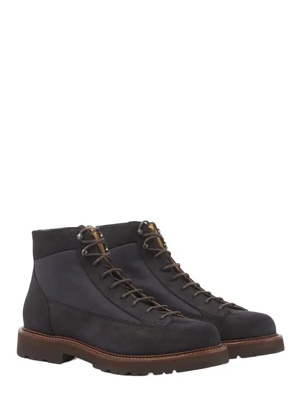 Brunello Cucinelli Suede-trimmed Lace-up Boots - Blue