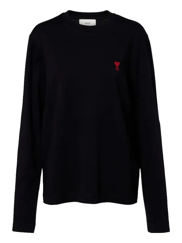 AMI Paris De Coeur Long Sleeve T-shirt - Black