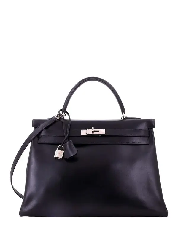 Hermès Kelly Handbag Box Calf With Palladium Hardware 35 - Black
