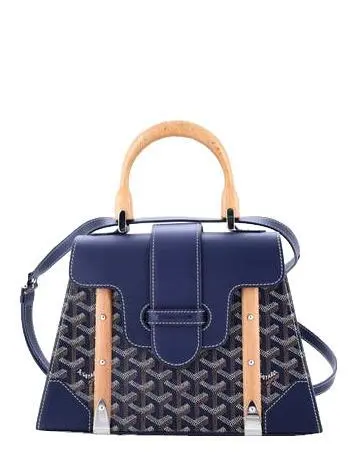 Goyard Saigon Top Handle Bag Coated Canvas With Leather Pm - Blue