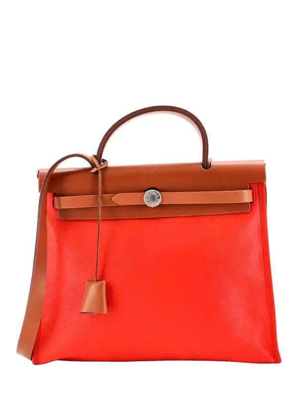 Hermès Herbag Zip Berline Vache Canvas And Leather 31 - Red