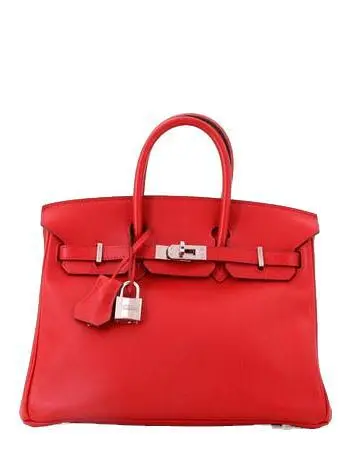 Hermès Birkin Handbag Swift With Palladium Hardware 25 - Red