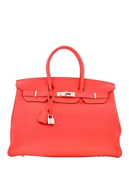 Hermès Birkin Handbag Orange Togo With Palladium Hardware 35 - Red