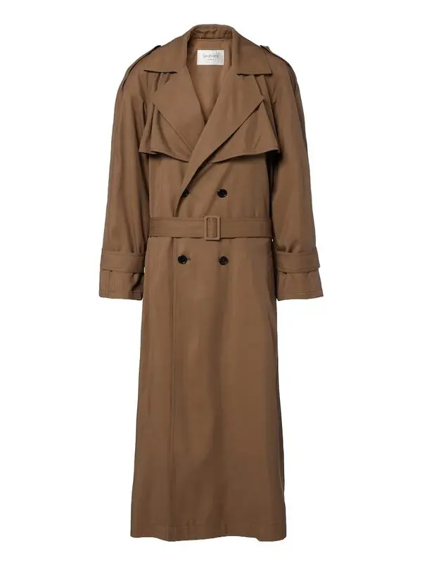 Saint Laurent Oversized Double-breasted Trench Coat - Brown