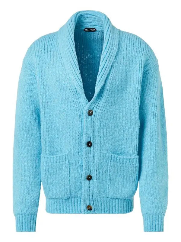 TOM FORD Cashmere Shawl Collar Cardigan - Blue