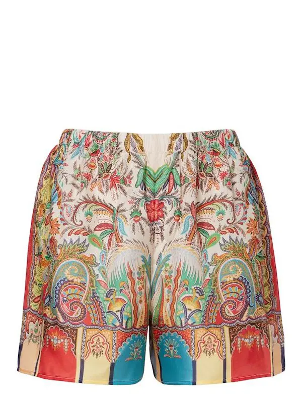 Etro Paisley Silk Satin Shorts - Multicoloured