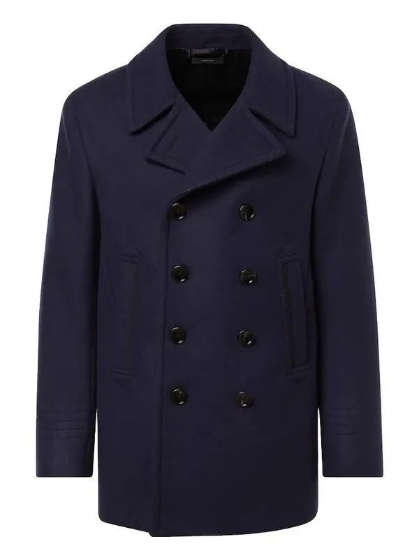 TOM FORD Wool Felt Peacoat - Blue