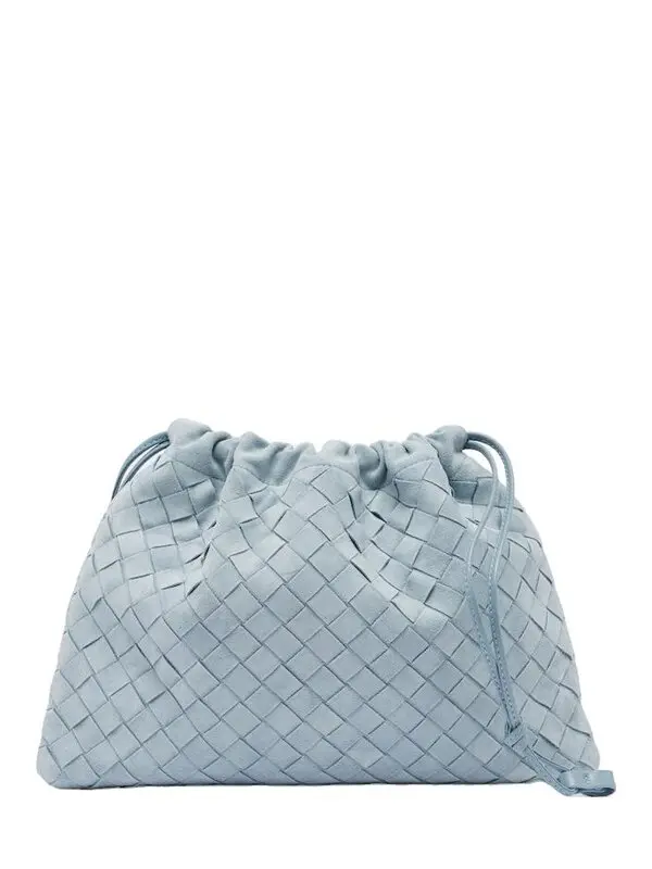 Bottega Veneta Intrecciato Suede Pouch - Blue