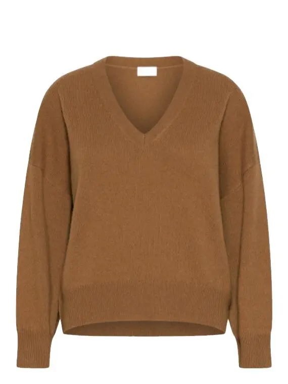 Marella Wool And Cashmere V-neck Jumper - Camel