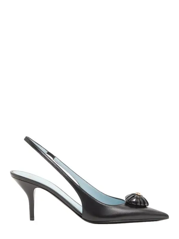 Valentino Garavani Coeur Royal Slingback Pumps In Kidskin - Black