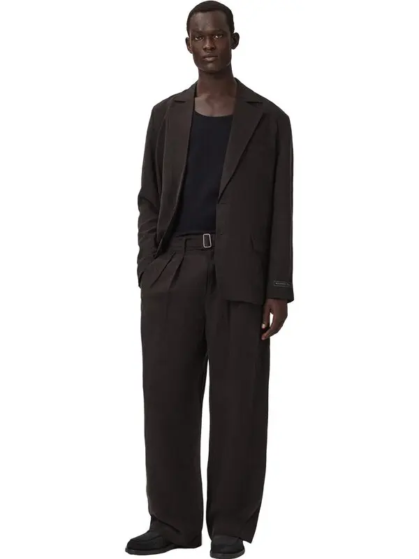 ALLSAINTS Marko Relaxed Fit Linen Blend Pants - Black