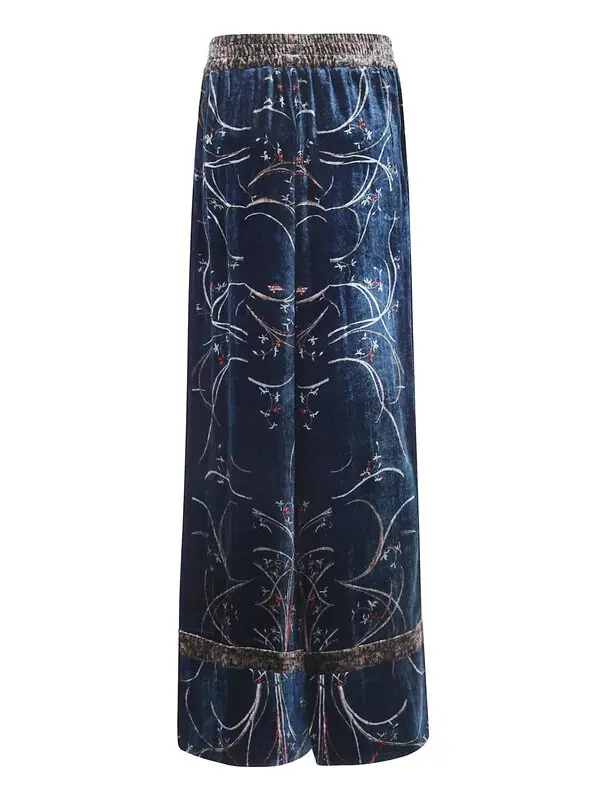 PIERRE-LOUIS MASCIA Floral Print Viscose Trousers - Blue