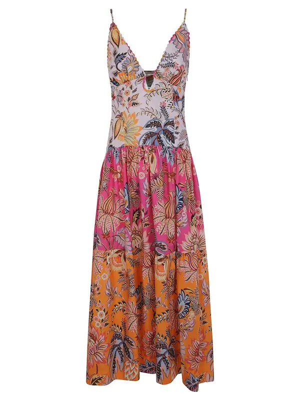Farm Rio Maxi Dress With Floral Pattern And Gathered Waist - Multi
