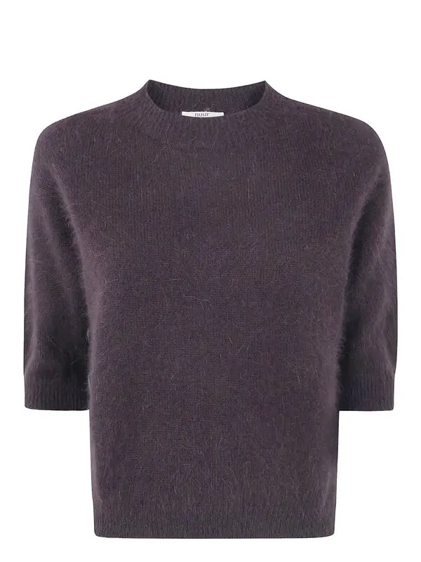 NUUR Angora Sweater Short Sleeves - Brown