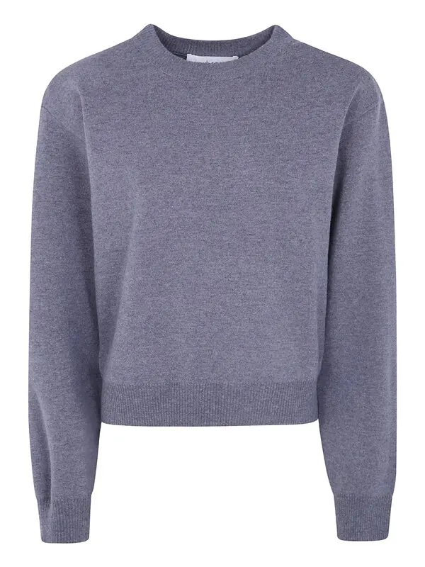 RÓHE Wool Cashmere Statement Shoulder Crewneck Sweater - Gray