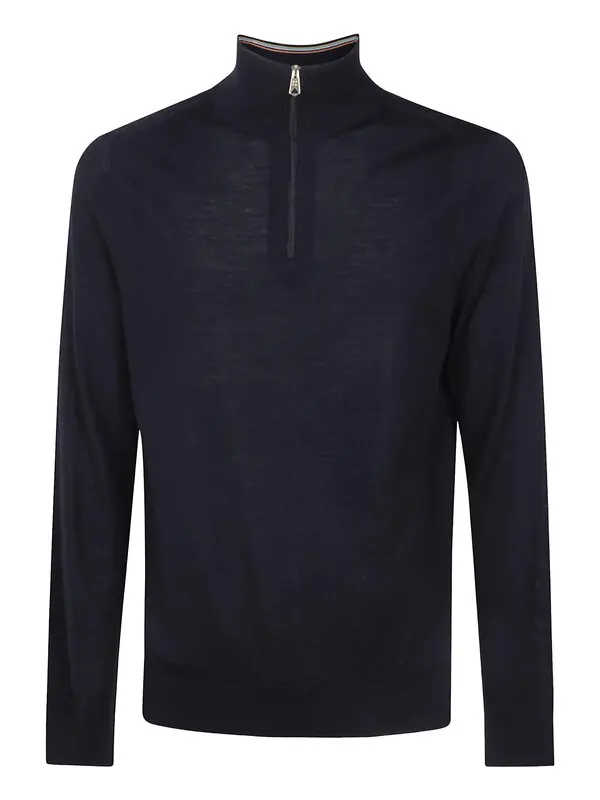 Paul Smith Quarter Zip Merino Wool Sweater - Black