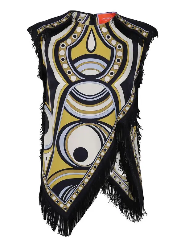 La DoubleJ Sleeveless Silk Fringed Top - Multi