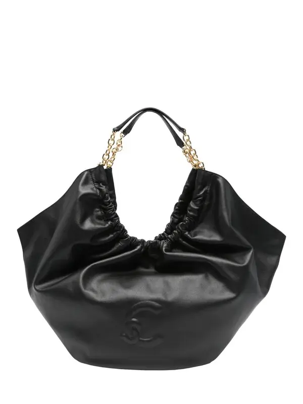 COCCINELLE Mash Leather Shoulder Bag With Chain Strap - Black