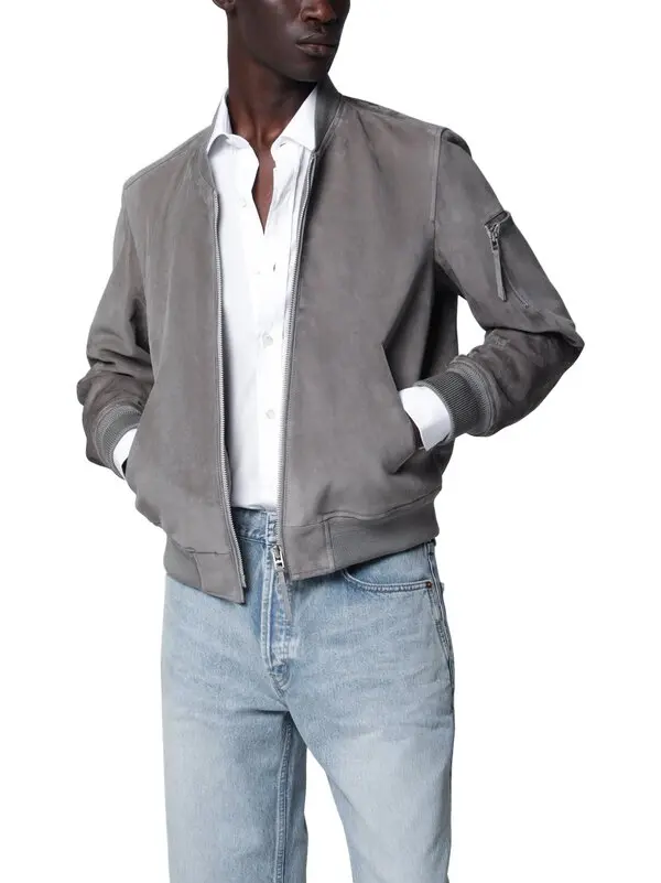 TOM FORD Suede Bomber Jacket - Grey