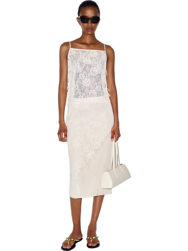 REFORMATION Helen Lace Midi Skirt - Ivory
