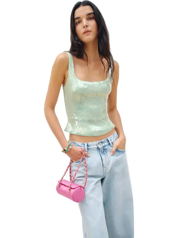REFORMATION Carla Knit Top - Blue