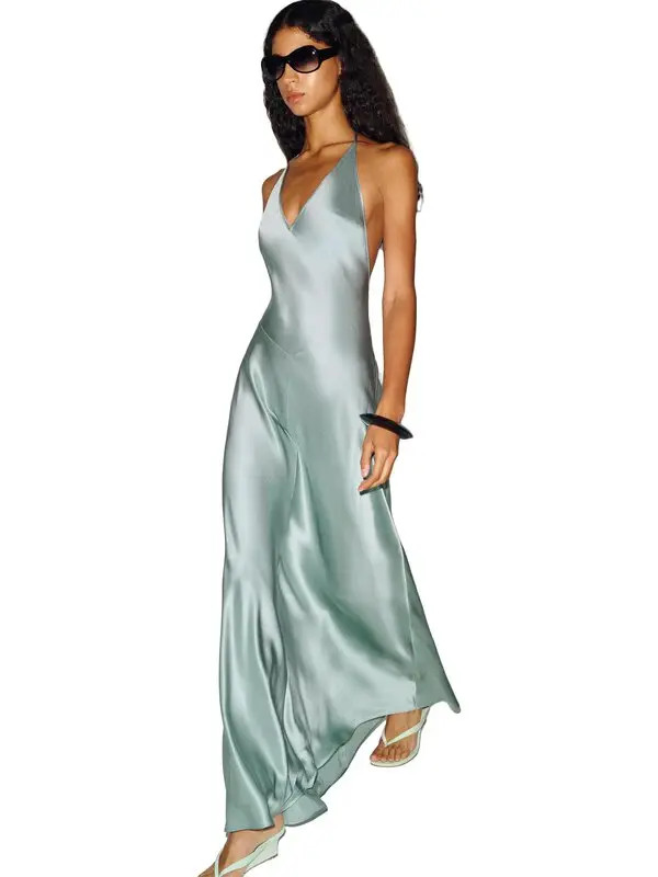 REFORMATION Lara Silk Dress - Blue