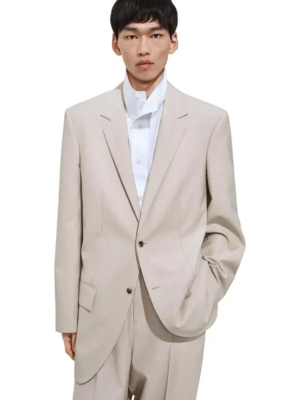 Bottega Veneta Wool And Cotton Jacket - Beige/light Blue