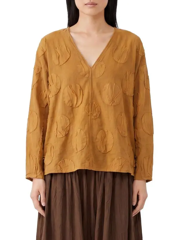 UMA WANG Textured V-neck Top - Beige