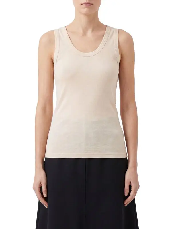 Studio Nicholson Sleeveless U-neck Top In Lyocell - Ivory