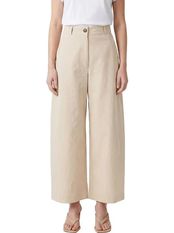 Studio Nicholson Cropped Wide-leg Cotton Trousers - Beige
