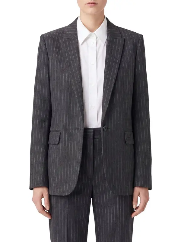 Zadig&Voltaire Pinstriped Single-breasted Blazer With Peak Lapels - Grey