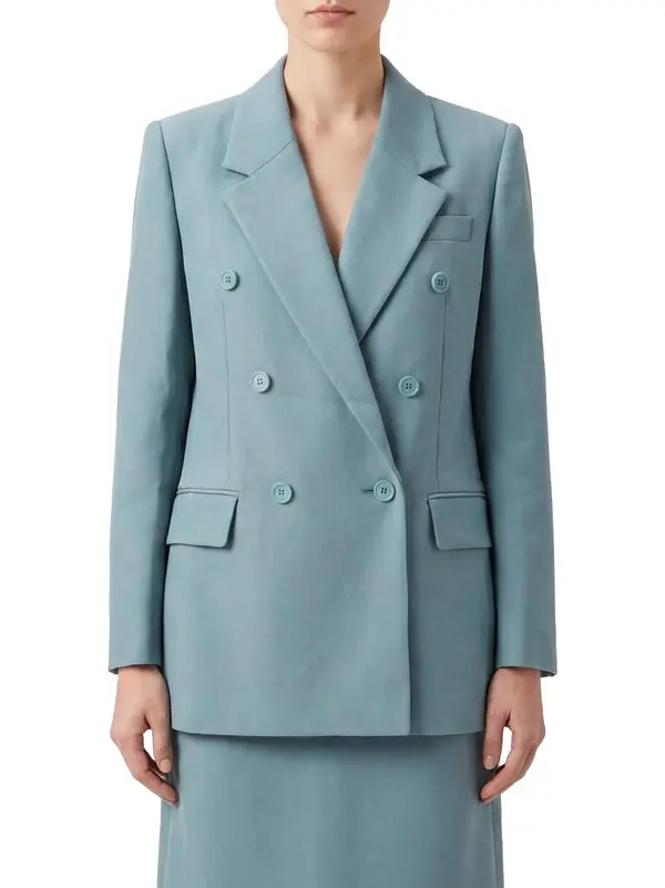 Chloé Double-breasted Merino Wool Blazer With Peak Lapels - Grey
