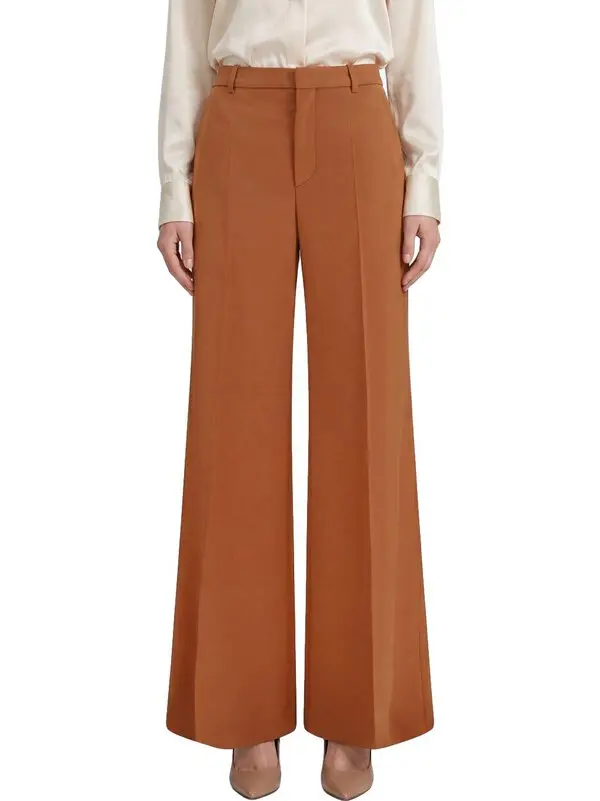 Chloé Wide-leg Pleated Cotton Trousers - Red