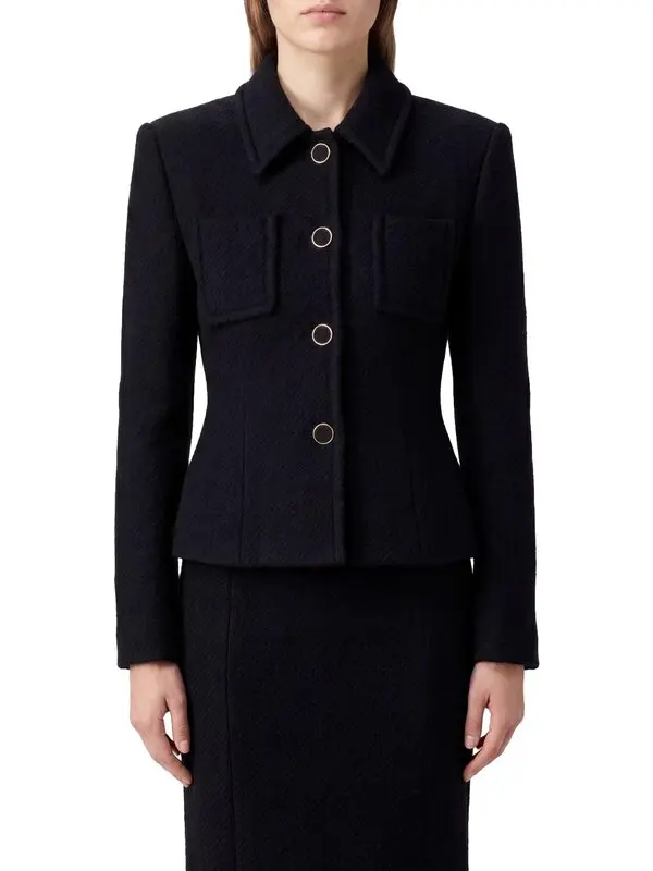 Chloé Single-breasted Wool Short Coat - Black