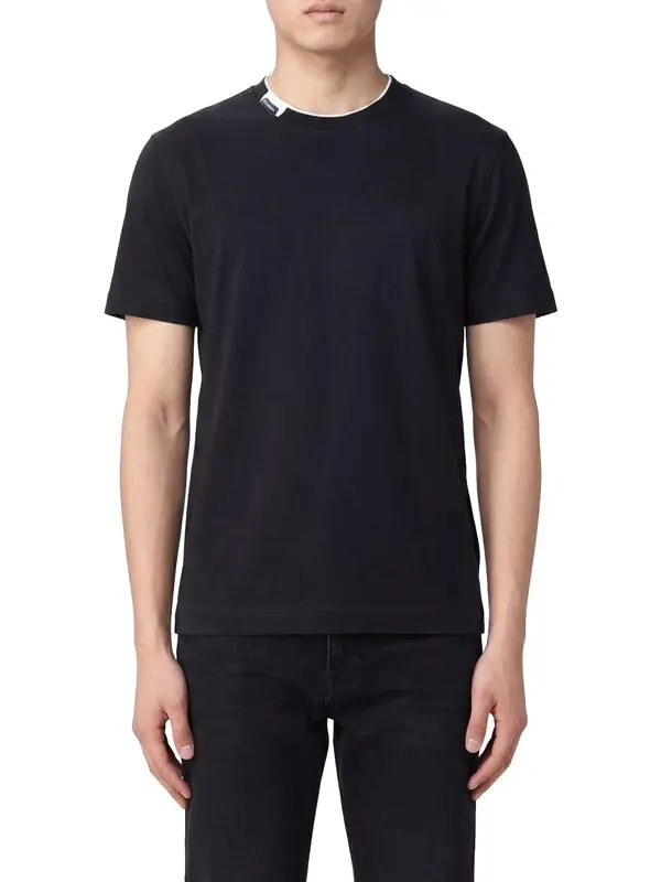 Dolce & Gabbana Contrast Logo And Trim Cotton T-shirt - Black