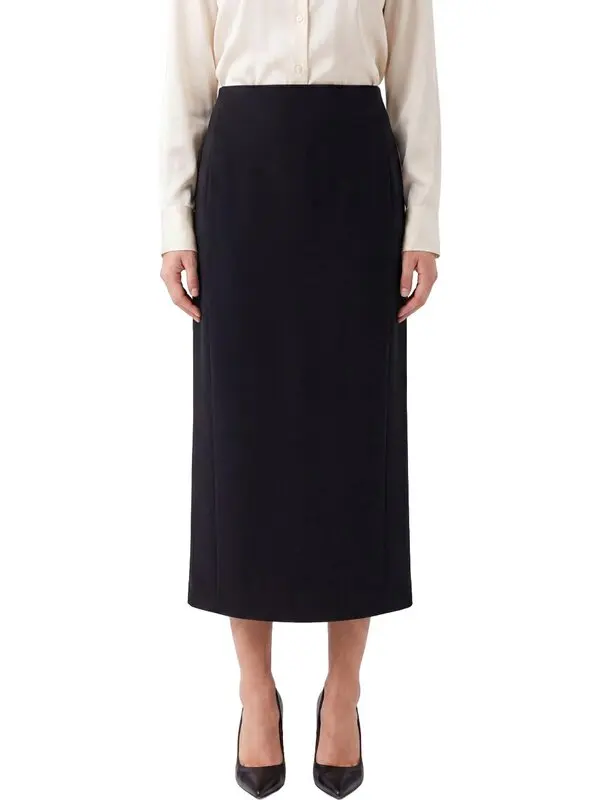 Khaite High-waisted Midi Pencil Skirt With Side Zip - Black