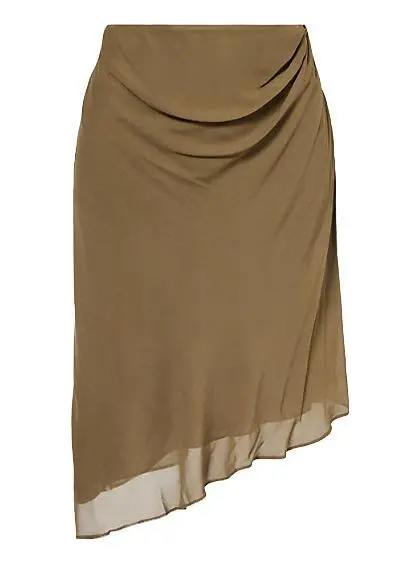 Bec & Bridge Asymmetrical Georgette Midi Skirt - Twig