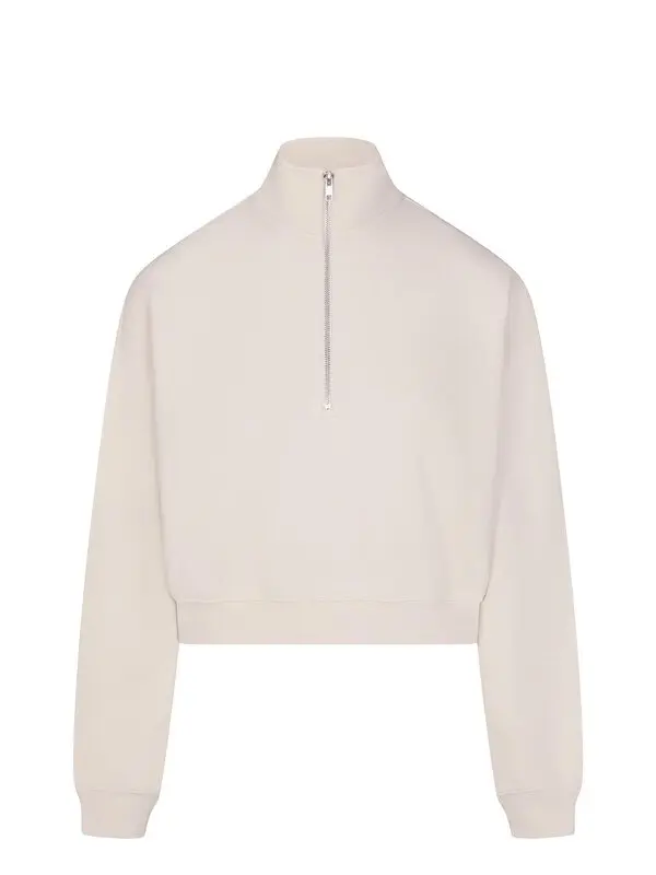 SKIMS Drapey French Terry Half Zip Pullover Sweatshirt - Buff