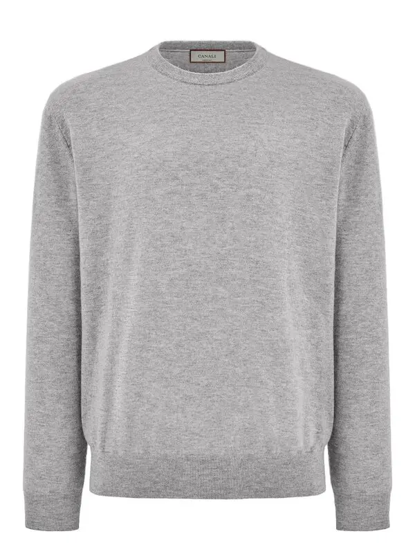 Canali Crew Neck Cashmere Sweater - Grey