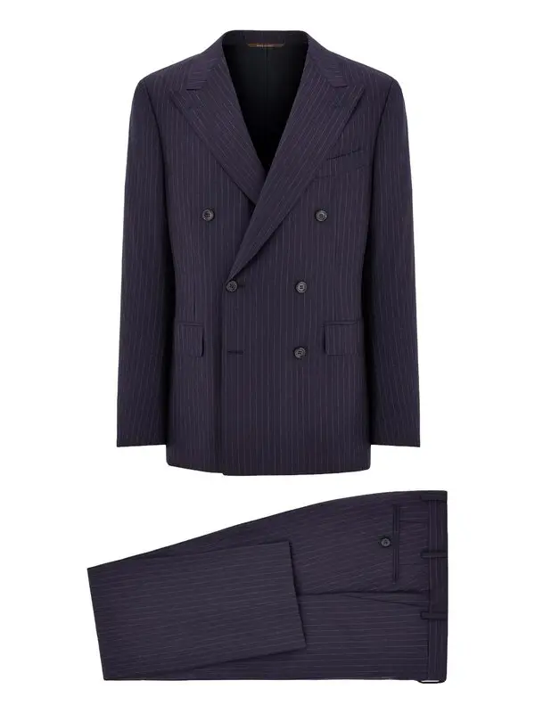 Canali Navy Pinstriped Wool Flannel Modern-fit Suit - Blue