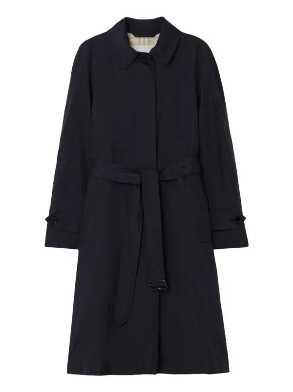 Burberry Long Belted Nylon Car Coat - Navy